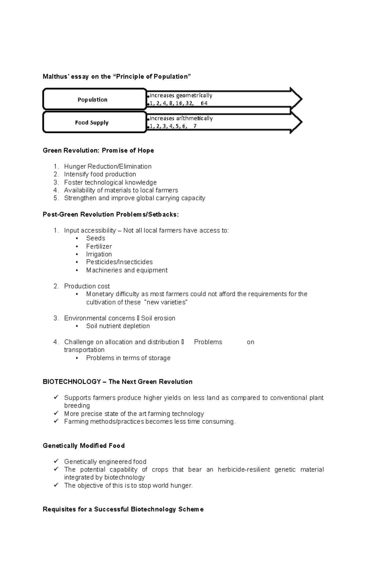 Principle of Population - Malthus’ essay on the “Principle of ...