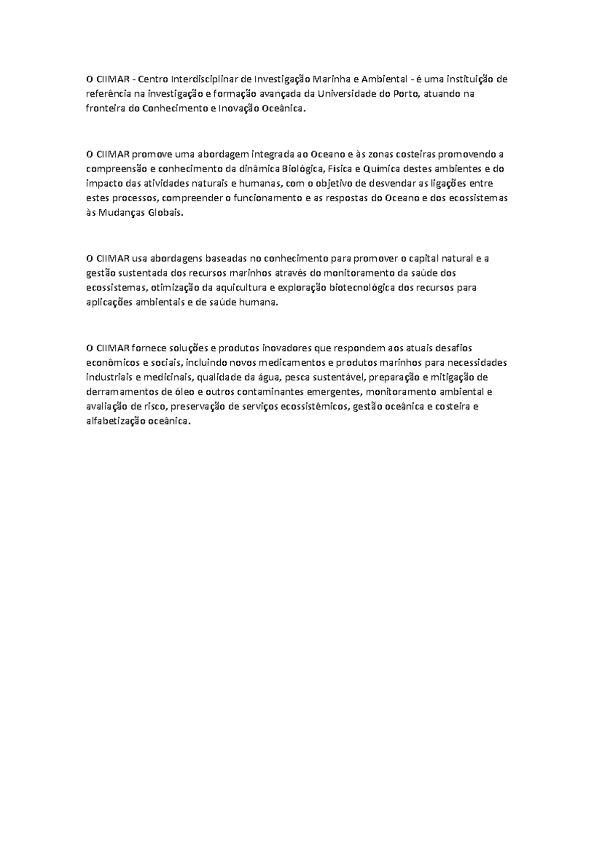 O Ciimar - trabalho - O CIIMAR - Centro Interdisciplinar de ...