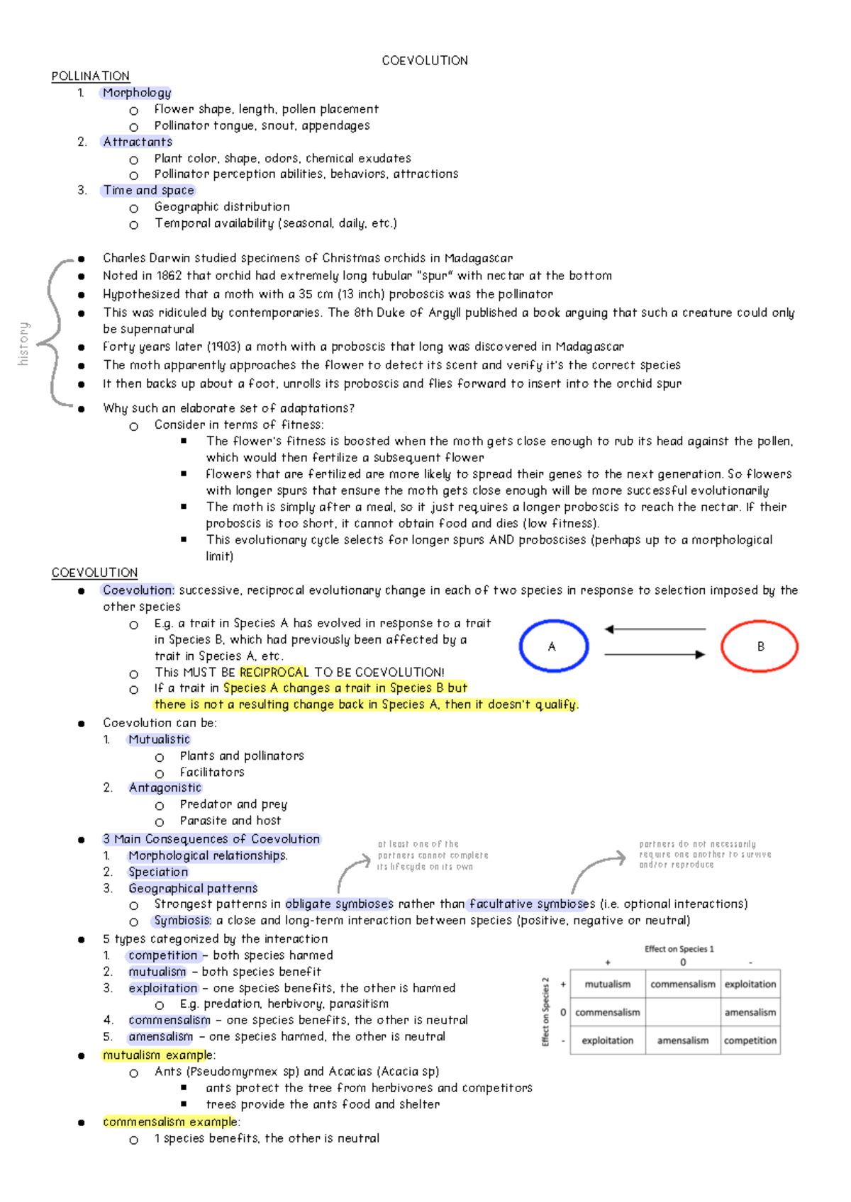 Exam Notes - Lecture 8 - COEVOLUTION POLLINATION Morphology o Flower ...