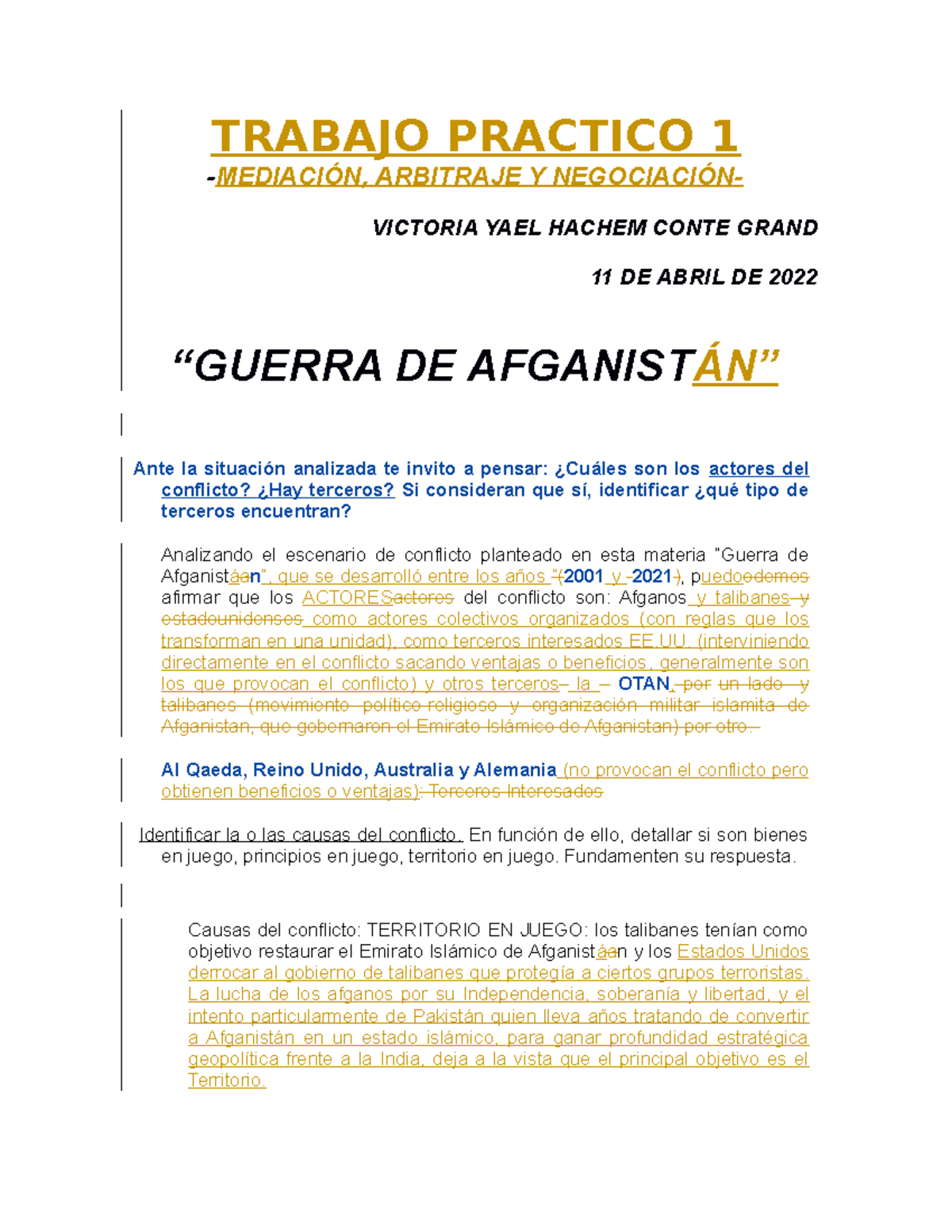 TP1 Mediacion VICO - corregido - TRABAJO PRACTICO 1 - MEDIACIÓN , ARBITRA JE Y NEGOCIACIÓN ...