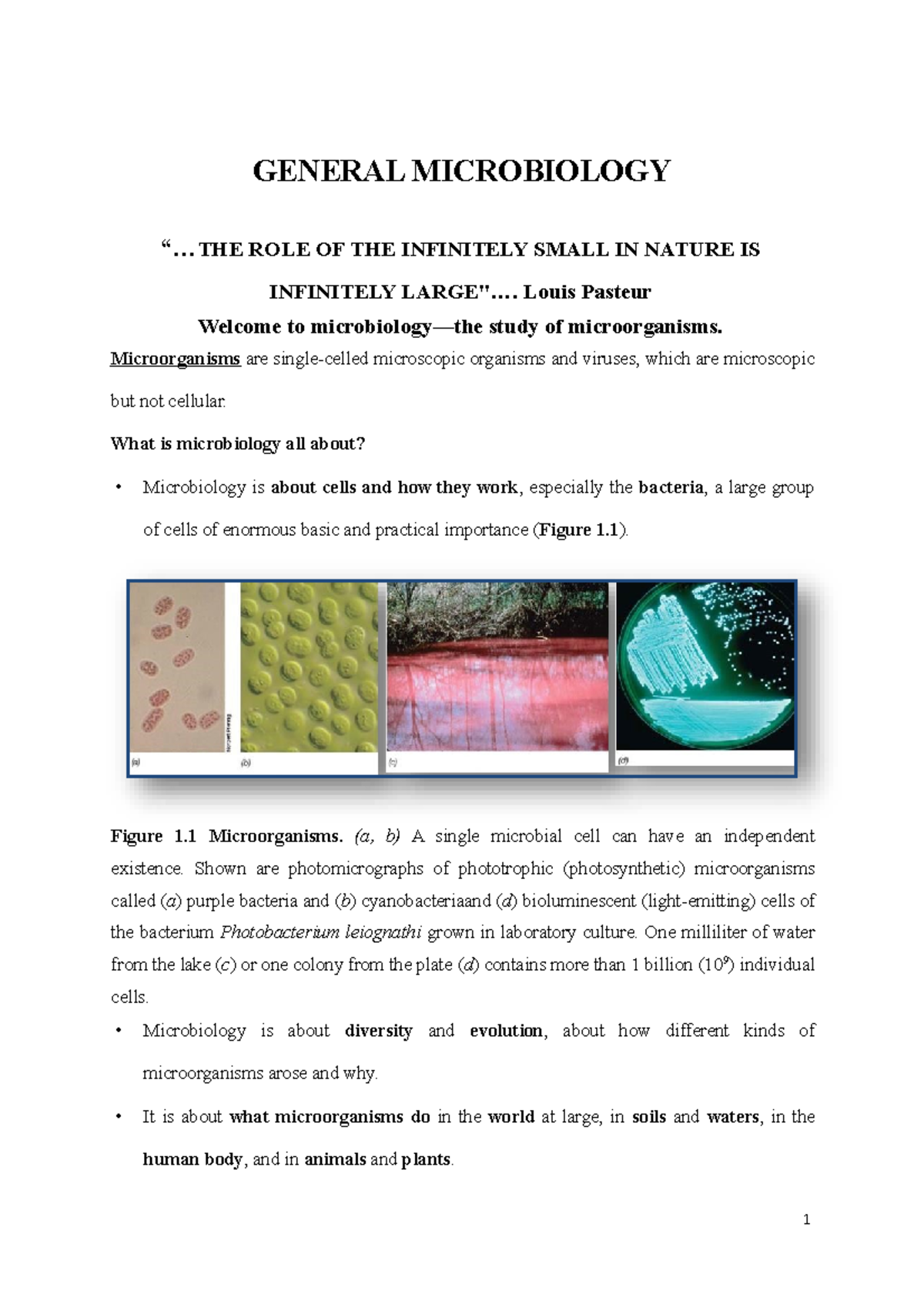 140 mbio-final notes - by Manoj sir - GENERAL MICROBIOLOGY “.. ROLE OF ...