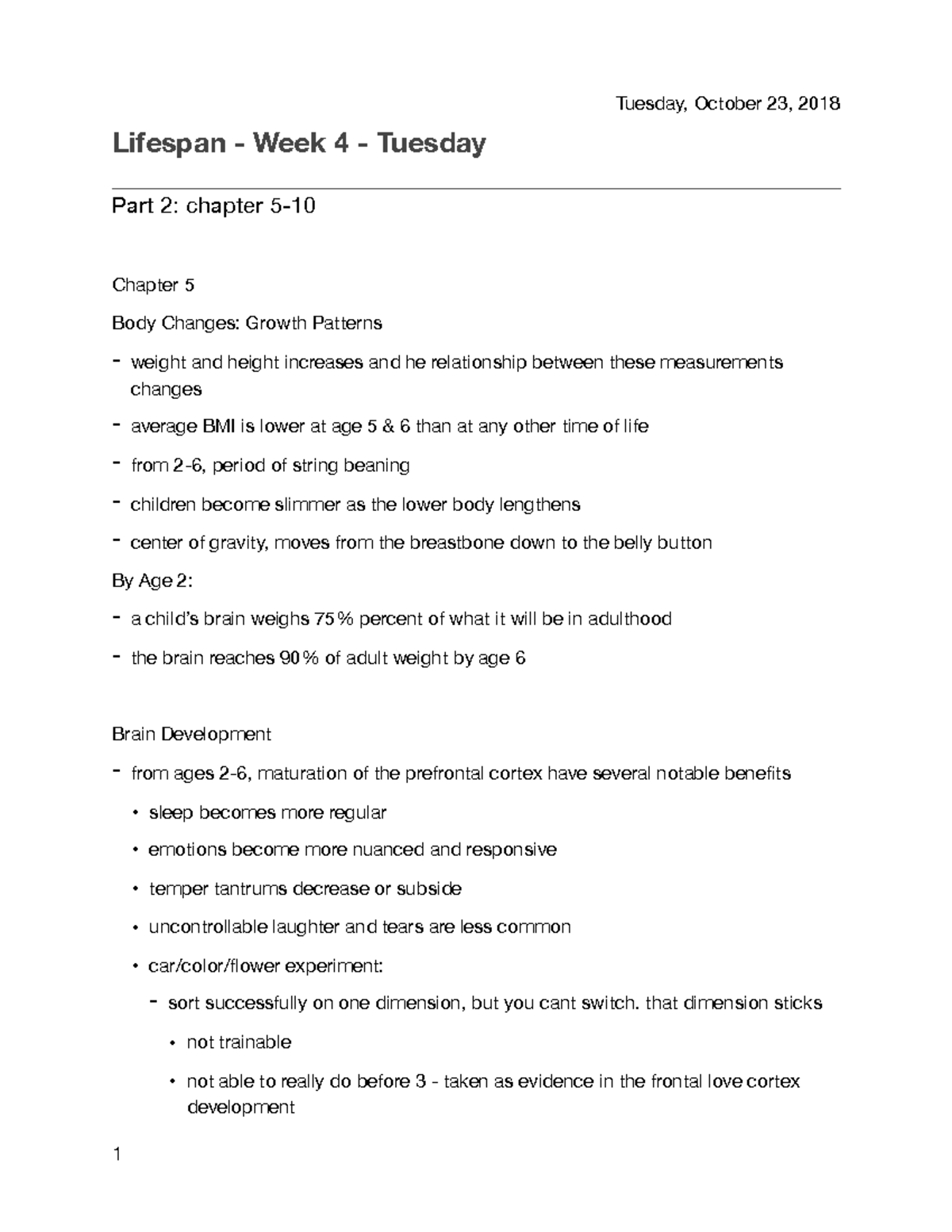 Lifespan week 4 - tuesday - Lifespan - Week 4 - Tuesday Part 2: chapter ...
