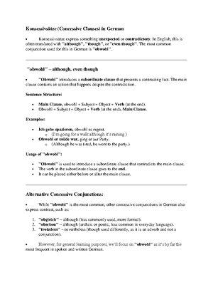 Subordinierende Konjunktionen (Subordinating Conjunctions) Dass - This ...
