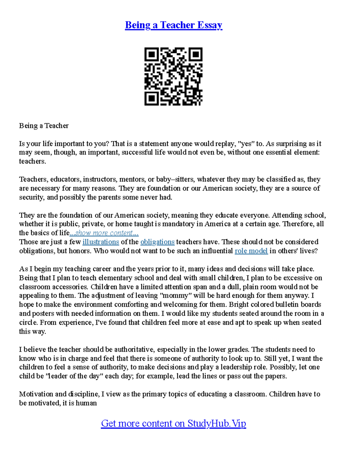 Essay For A Teacher - Being a Teacher Essay Being a Teacher Is your ...