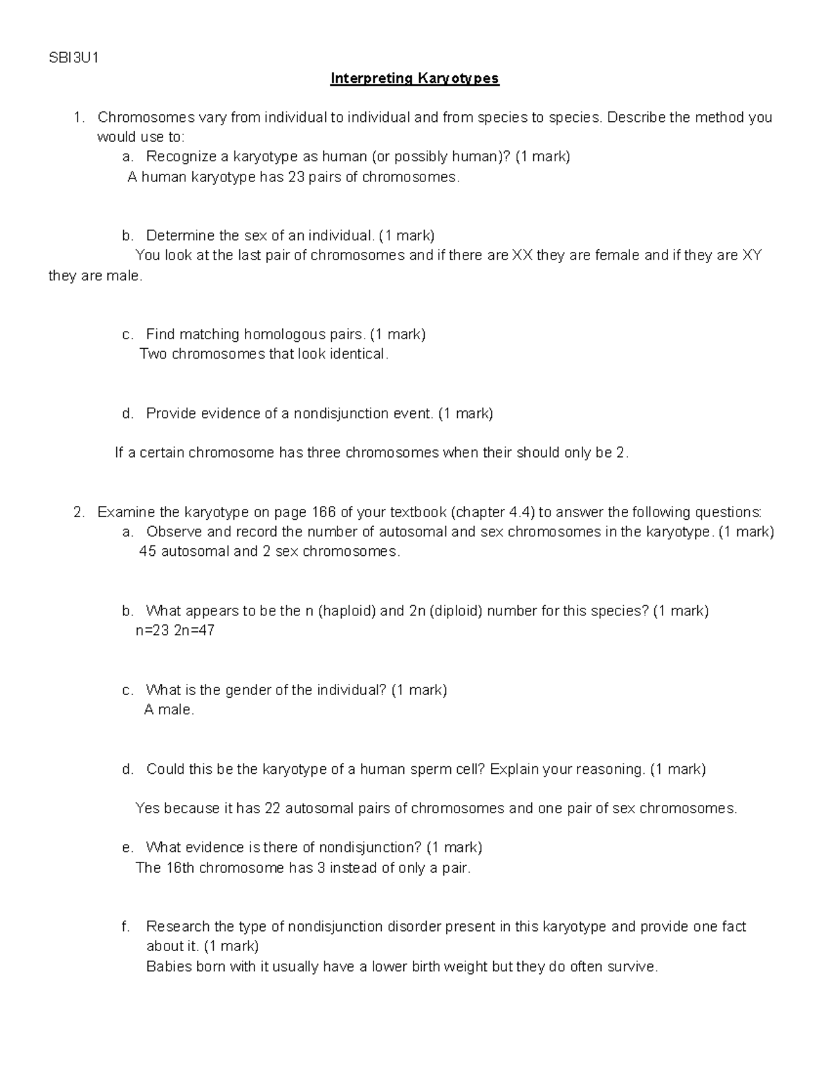Copy of Interpreting Karyotypes - SBI3U Interpreting Karyotypes ...