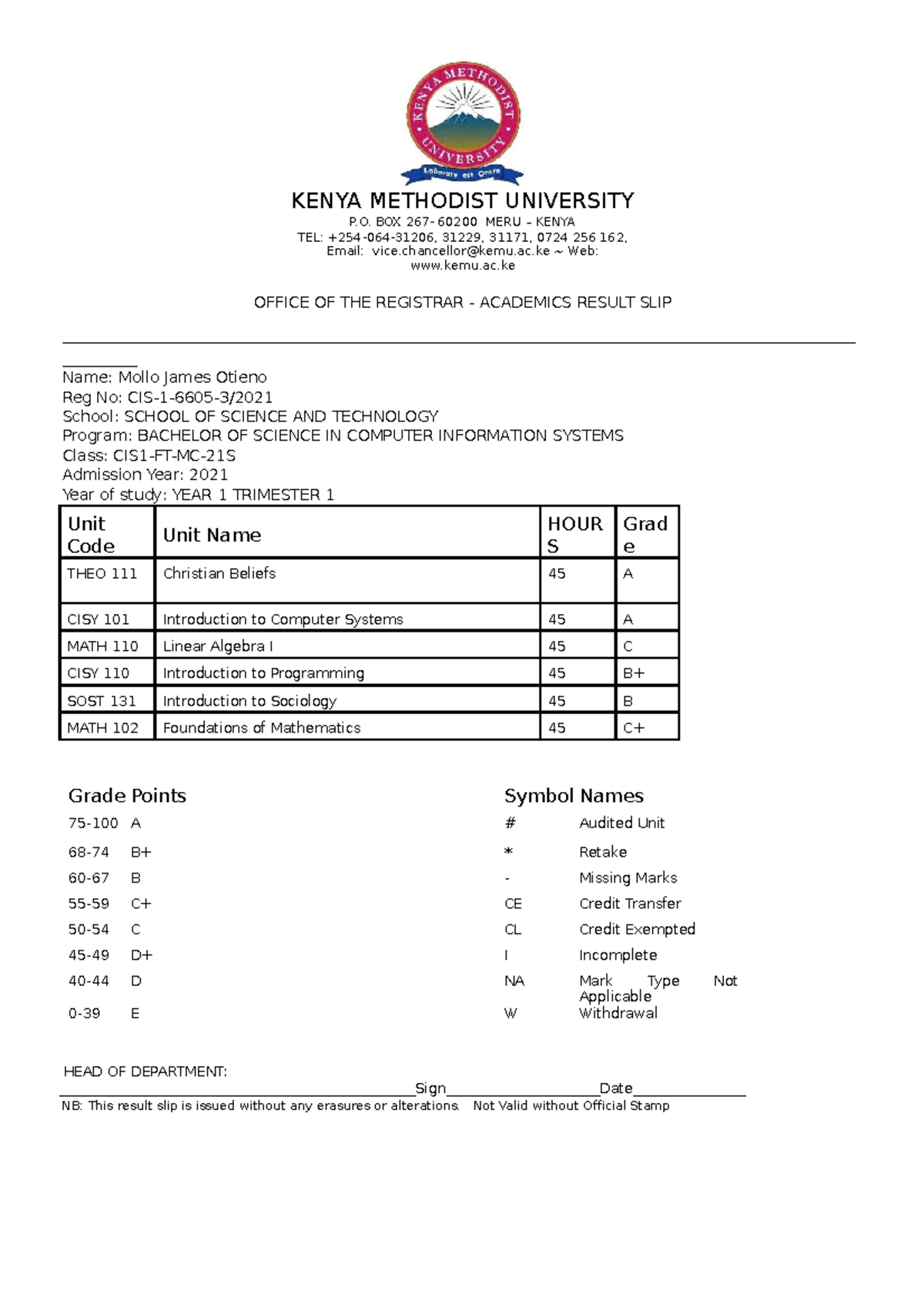 Document - Helps improve skills - KENYA METHODIST UNIVERSITY P. BOX 267 ...