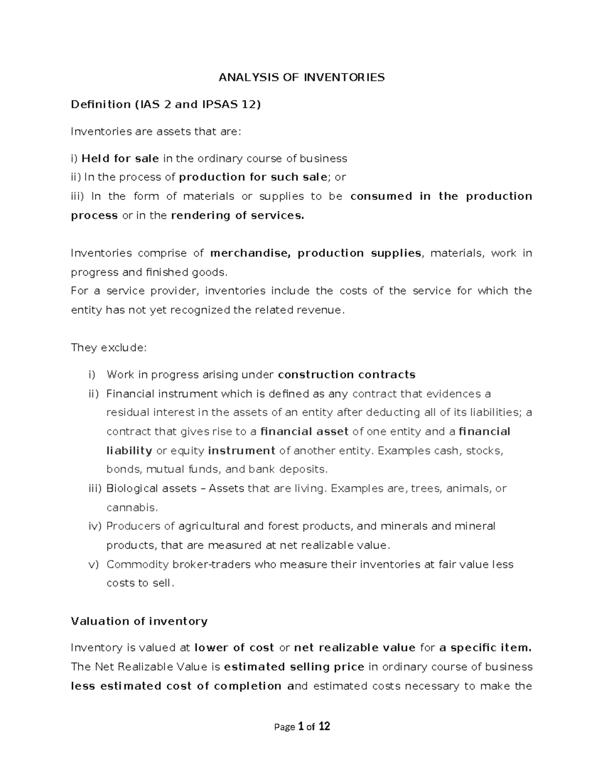 Lesson 6 Analysis OF Inventories - ANALYSIS OF INVENTORIES Definition ...