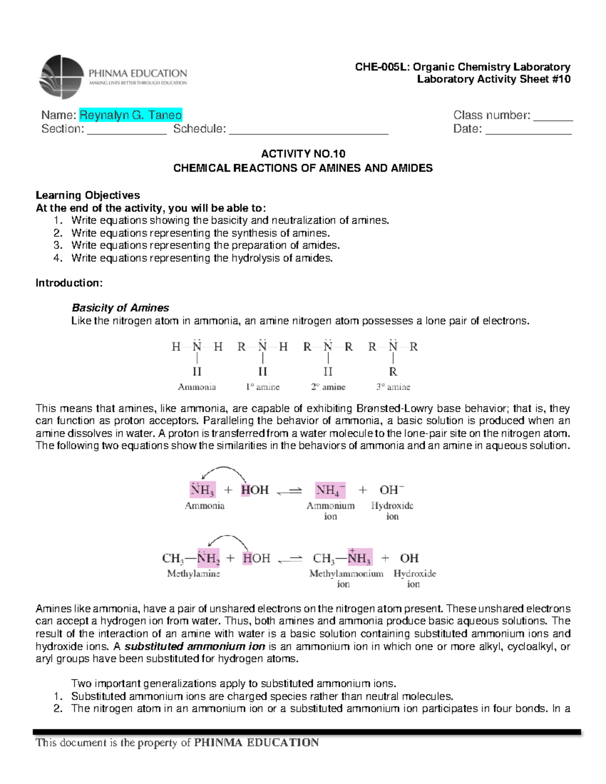 Laboratory Activity Sheet No 10 - Laboratory Activity Sheet # 10 Name ...