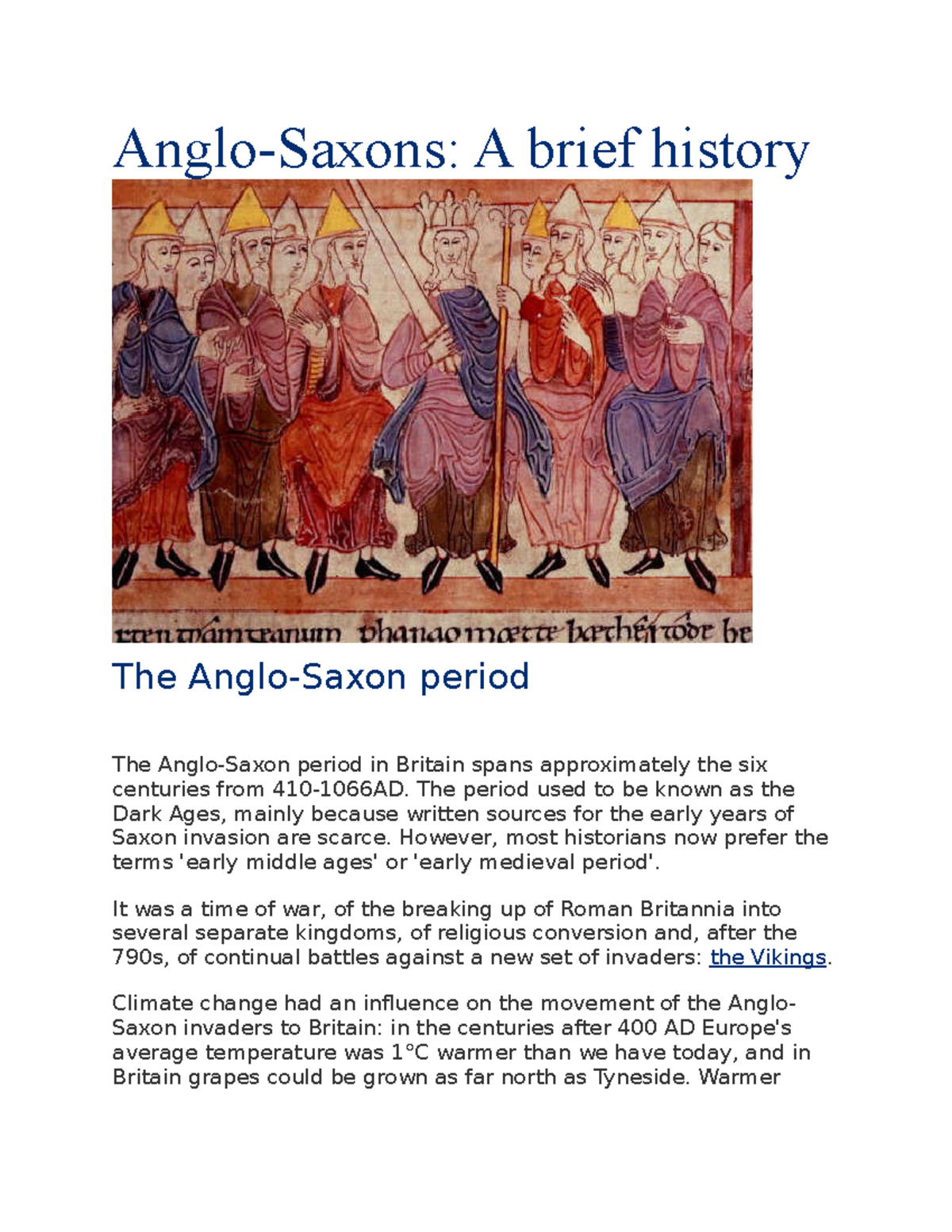 Anglo-Saxon Period - Lecture notes 1.25 - Anglo-Saxons: A brief history ...