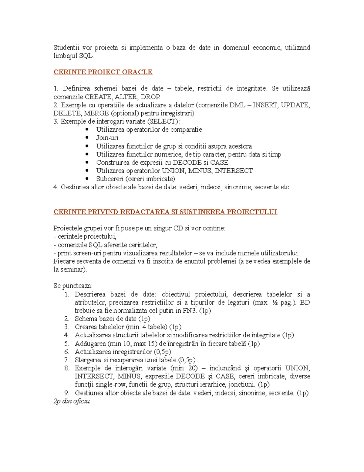 Cerinte Proiect punctaj 3 - Bazele cercetărilor operaționale Basics of Operational Research ...