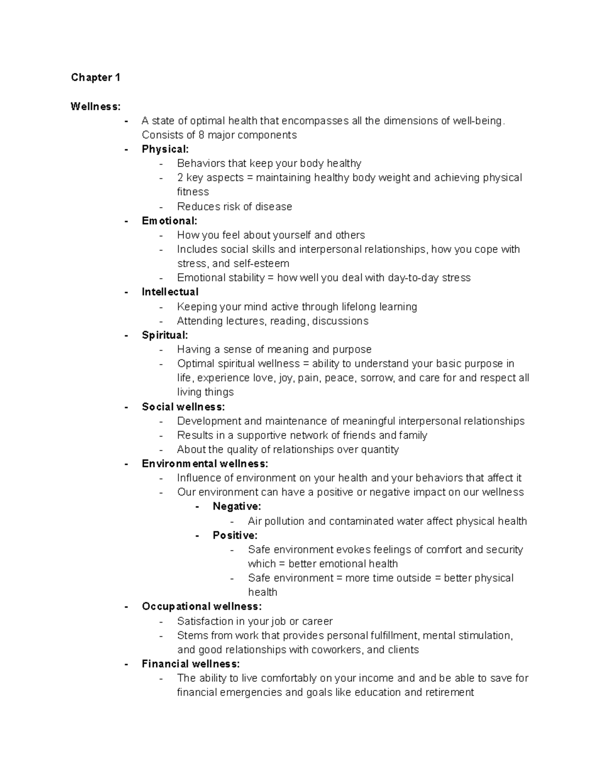 1103 phys conditioning review - Chapter 1 Wellness: - A state of ...