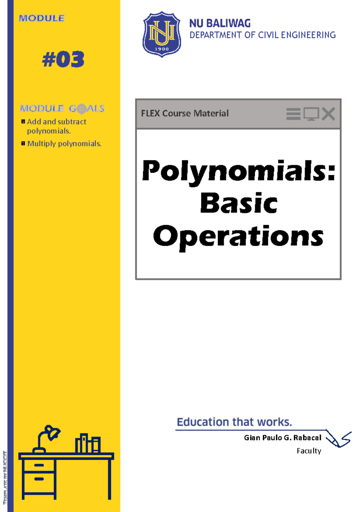 Module #03 - Polynomials, Basic Operations - FLEX Course Material ...