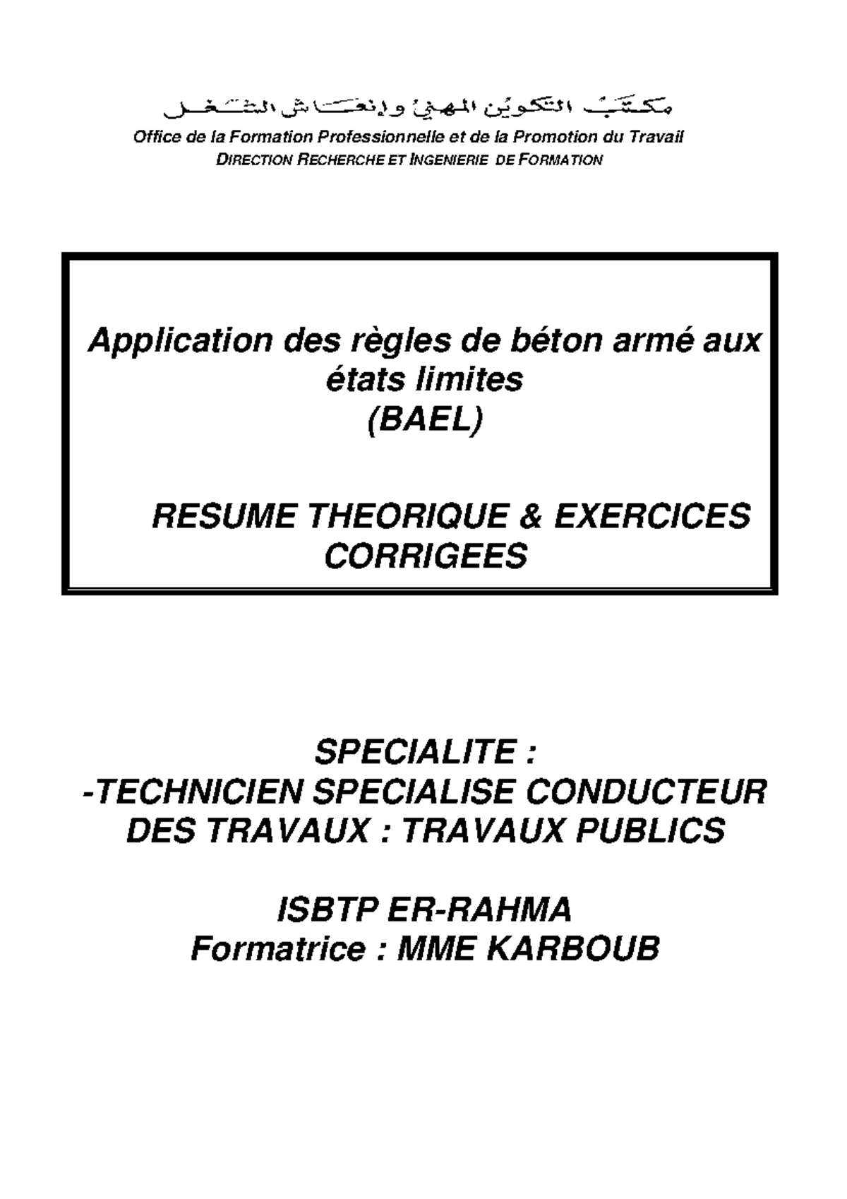 BAEL-PROF - Application des règles de béton armé aux états limites ...
