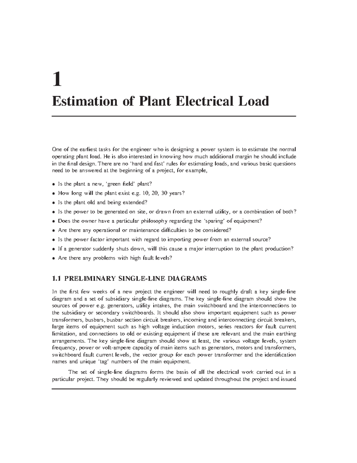 Electrical Engineering part 1 - 1 Estimation of Plant Electrical Load ...