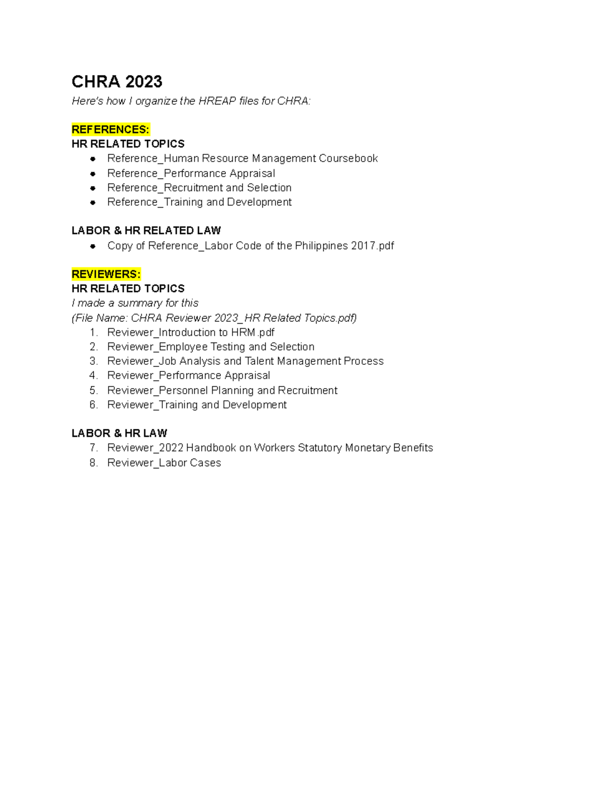 CHRA 2023 TIPS - naaaa - CHRA 2023 Here's how I organize the HREAP ...