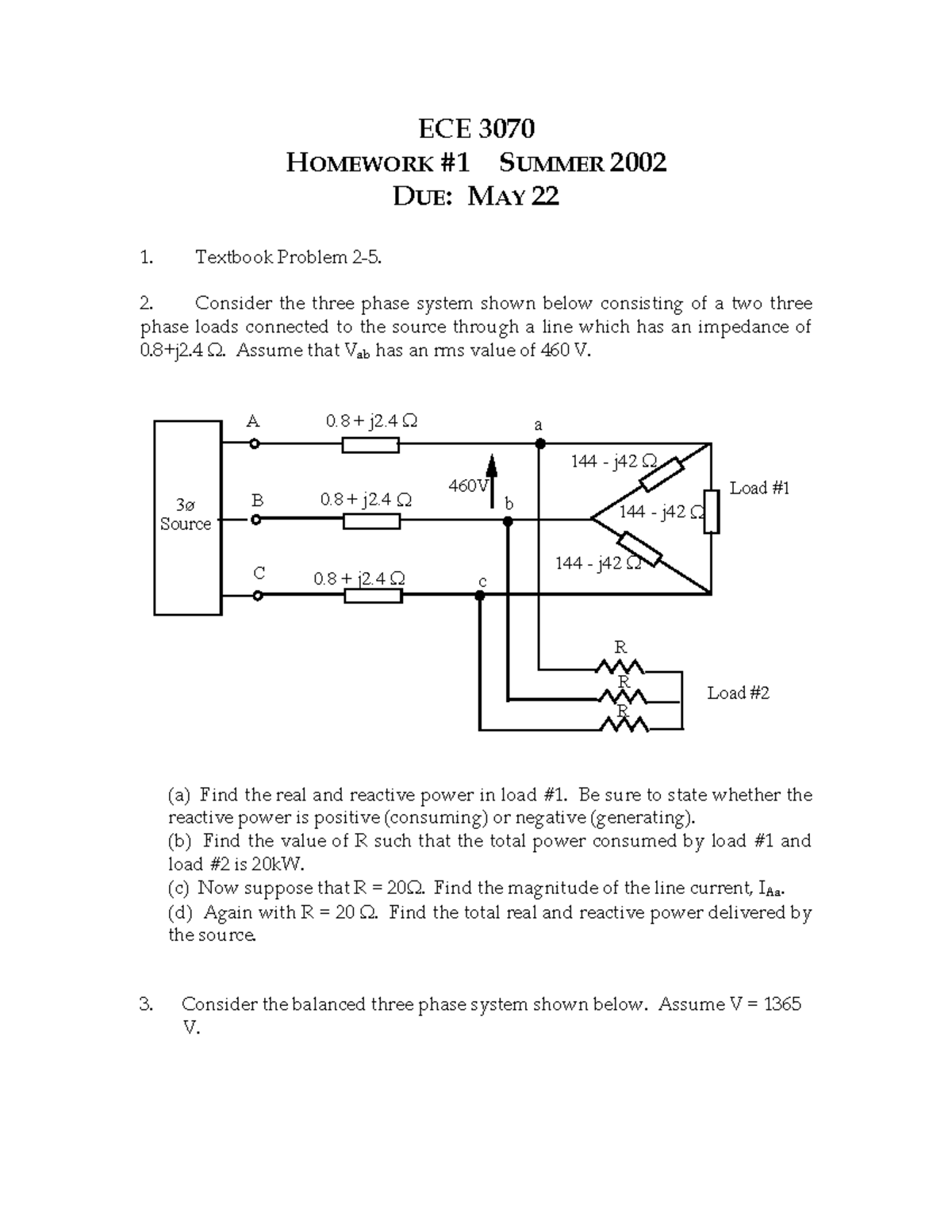 HW1 - Exam Practice - ECE 3070 HOMEWORK #1 SUMMER 2002 DUE: MAY 22 ...