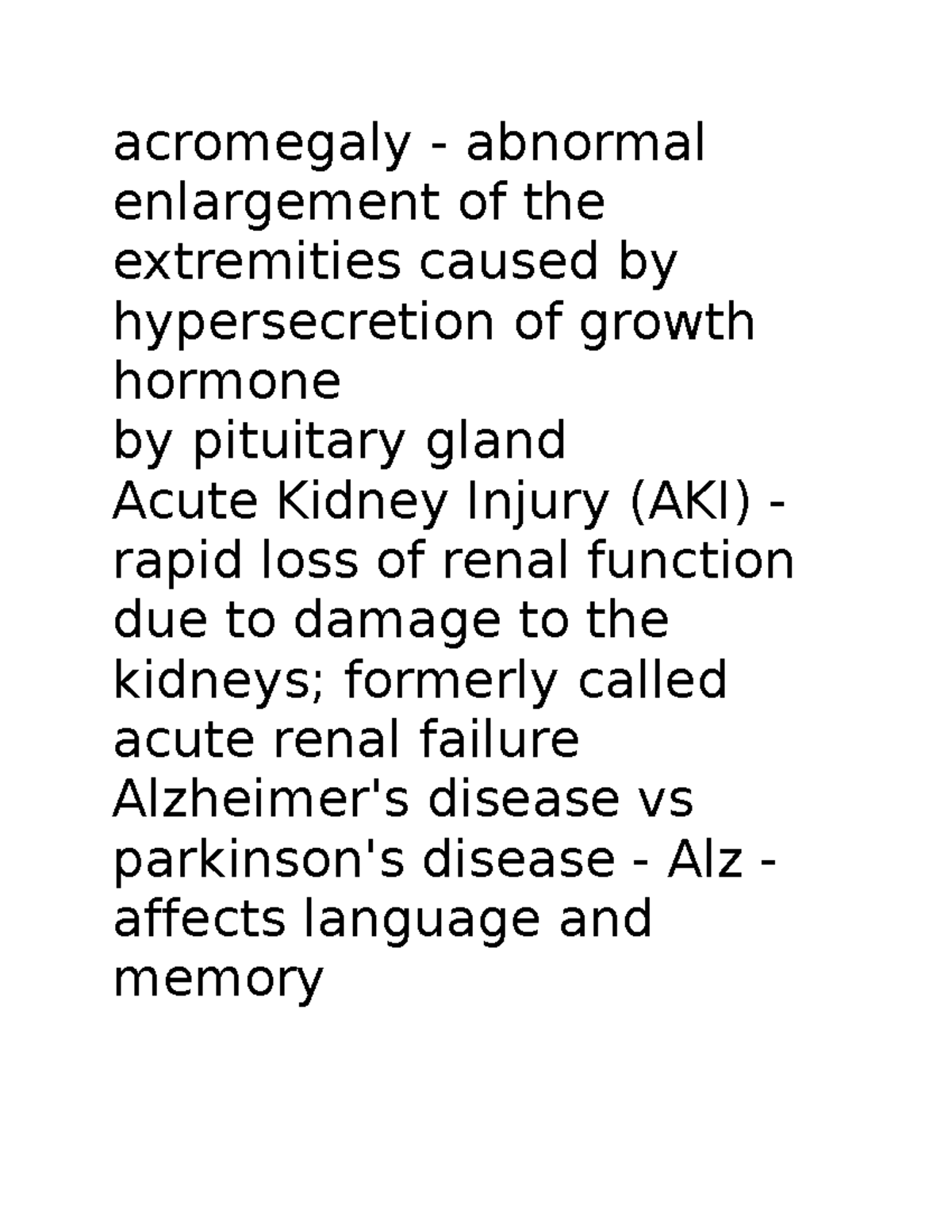 Patho Study Guide - acromegaly - abnormal enlargement of the ...