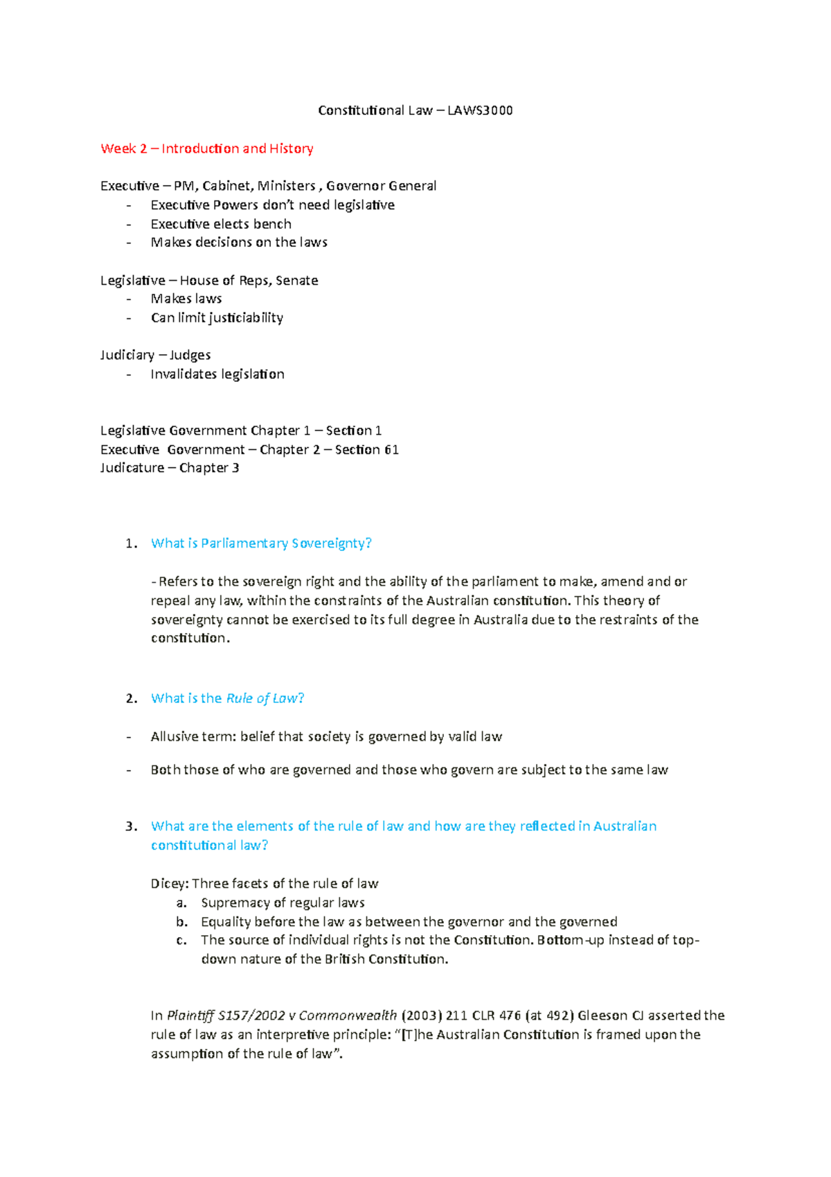 Constitutional Law Tute - Constitutional Law – LAWS Week 2 ...