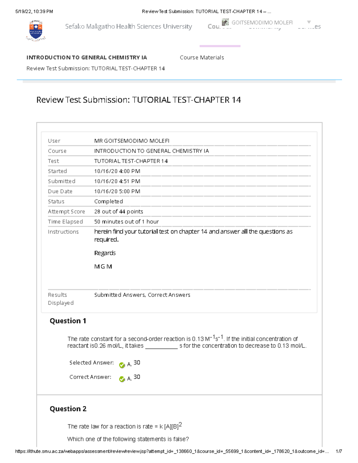 Review Test Submission Tutorial TEST- Chapter 14 – - Review Test ...