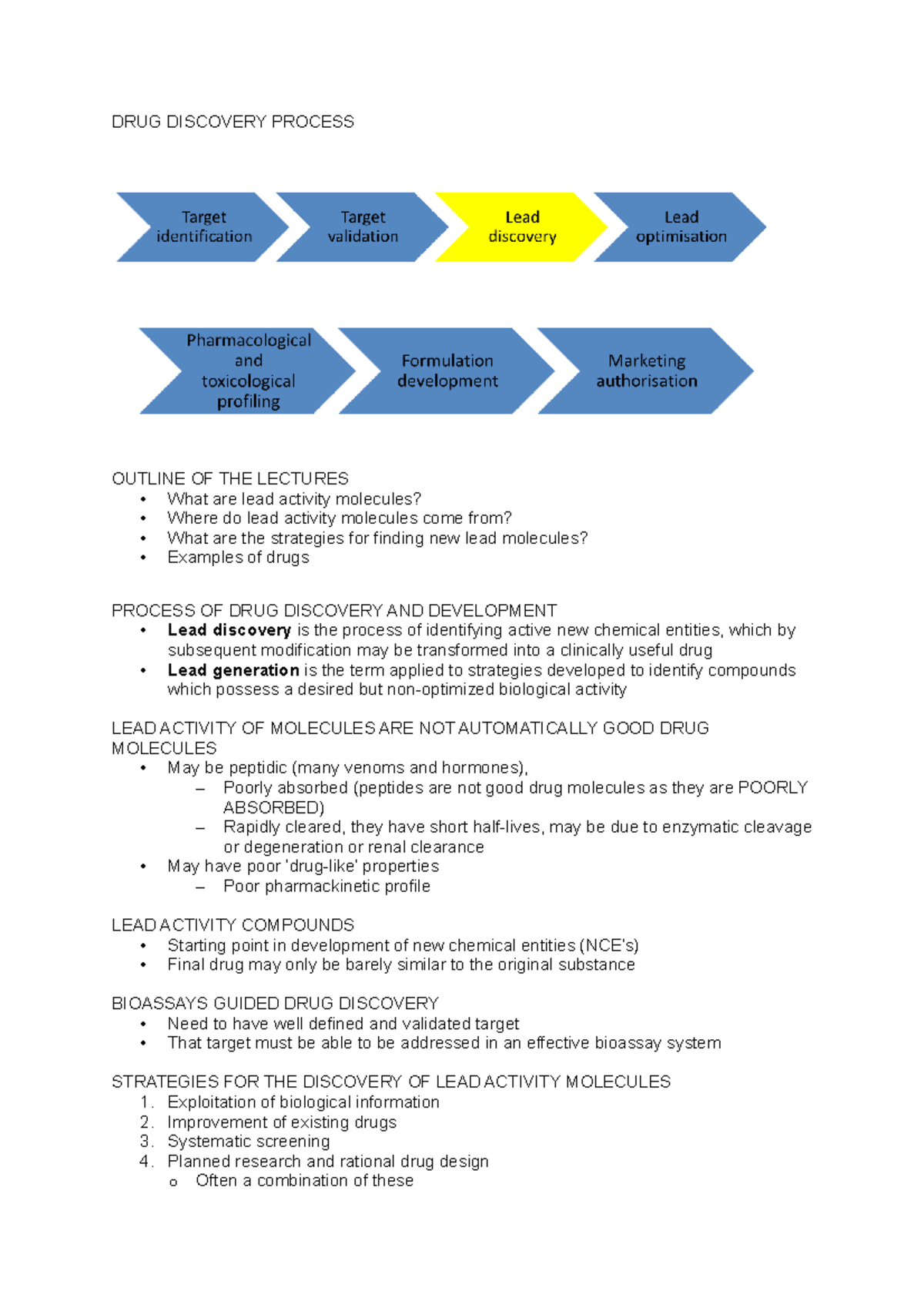 DR6- Sources OF NEW Drugs PART 1 - DRUG DISCOVERY PROCESS OUTLINE OF ...