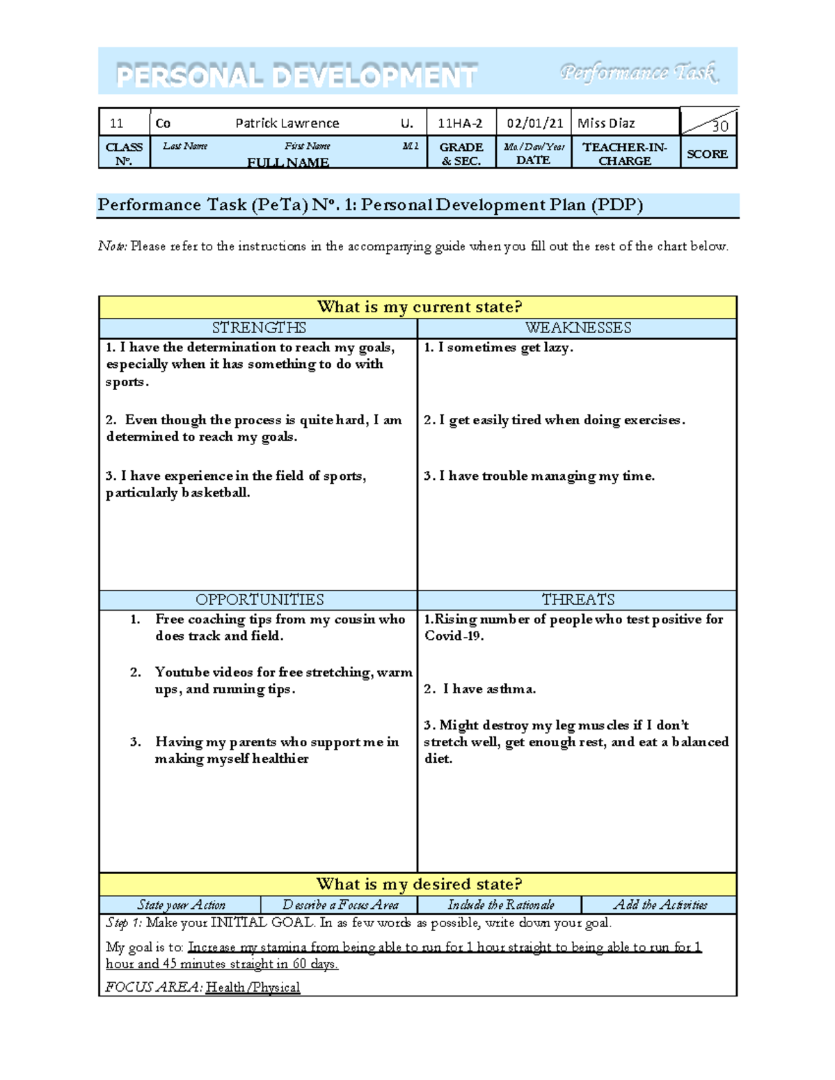 Patrick Lawrence “Juts” Co - Performance Task (PeTa) No. 1: Personal ...