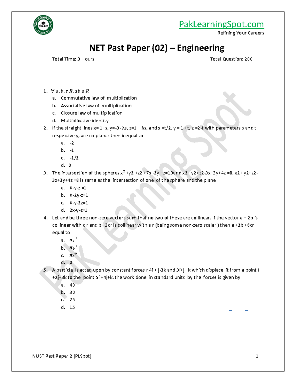 NET Past Paper 2 Plspot - Refining Your Careers NET Past Paper (02 ...