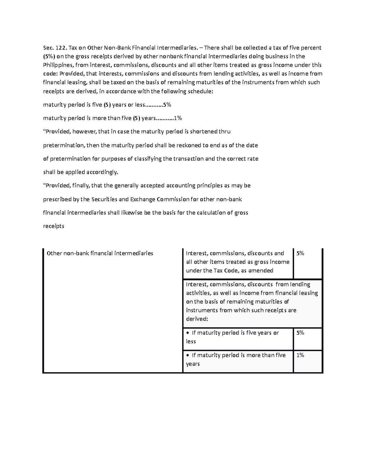 Sec - SEC 122 - Sec. 122. Tax on Other Non-Bank Financial ...