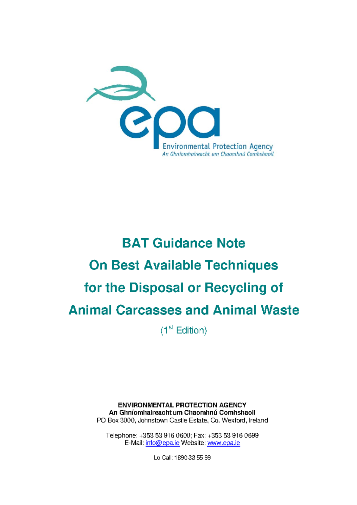 BAT Guidance Note Disposal or Recycling of Animal Carcasses and Animal ...