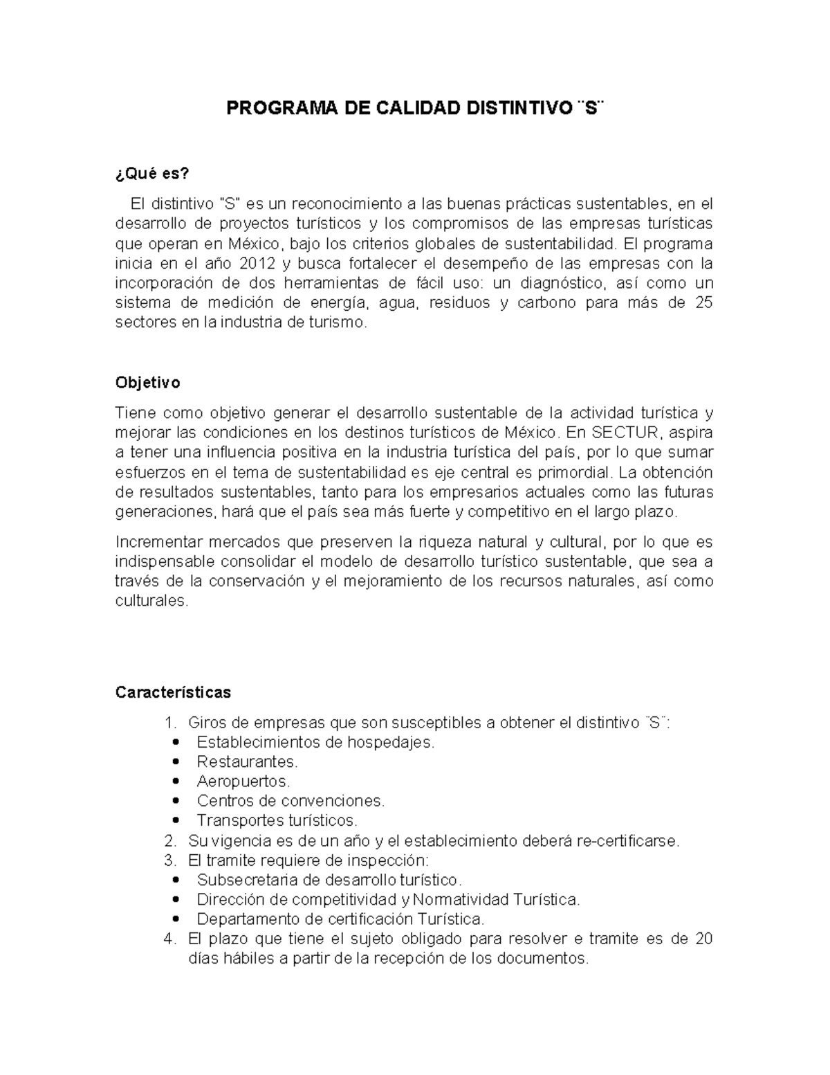 Distintivo S Angie - PROGRAMA DE CALIDAD DISTINTIVO ̈S ̈ ¿Qué es? El ...