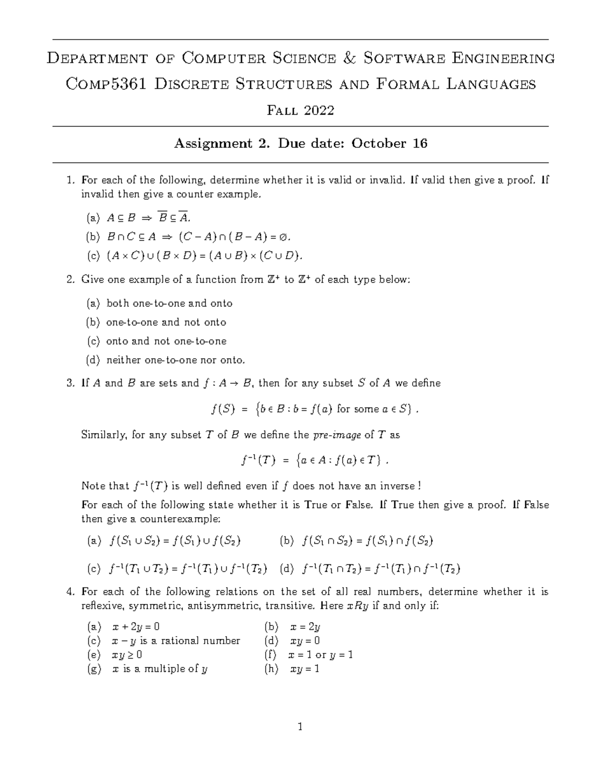Assgn 2 - assignment - Department of Computer Science & Software Engineering Comp5361 Discrete ...