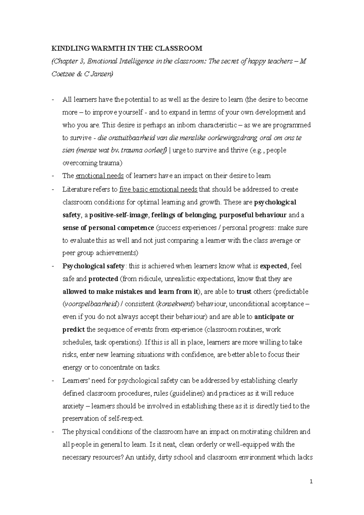 Lecture 1 Part 2 Notes - description is too short- KINDLING WARMTH IN ...