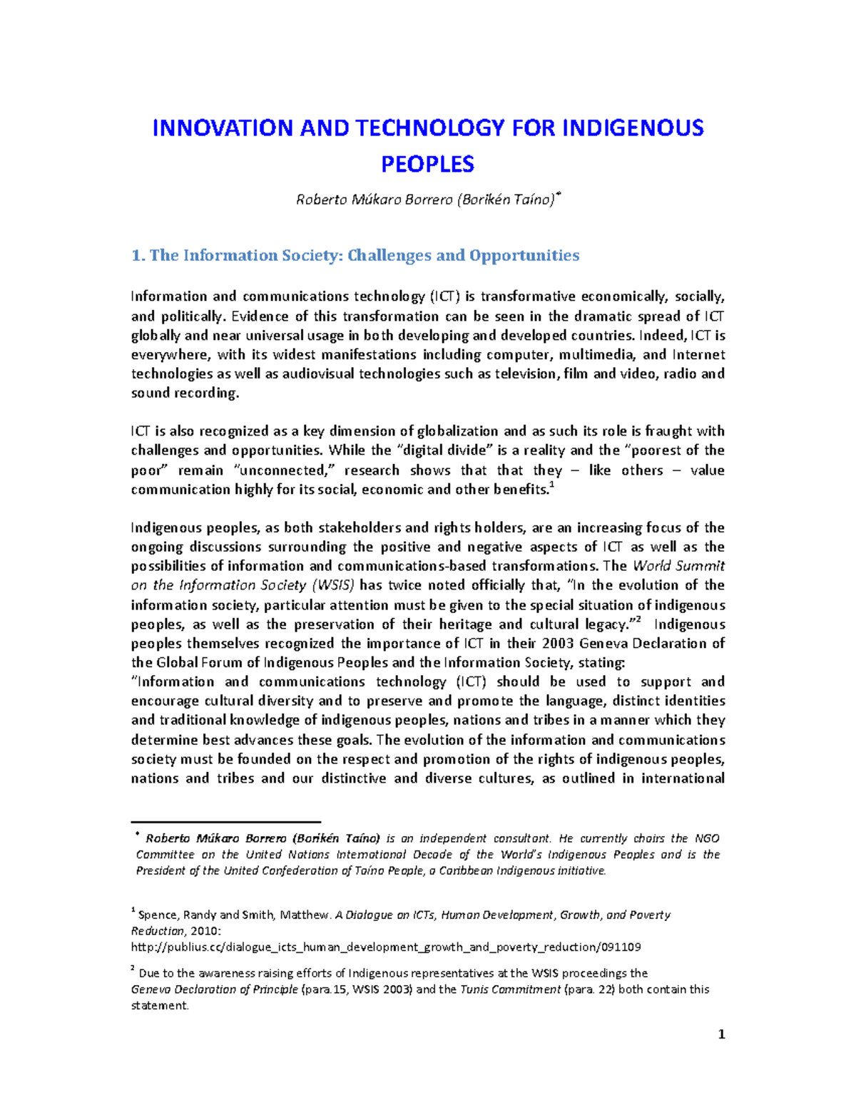 Innovation-technology-indigenous - INNOVATION AND TECHNOLOGY FOR ...