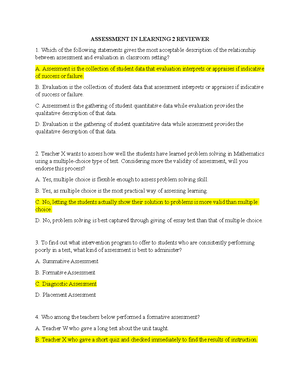 Authentic Assessment in the Classroom - Assessment In Learning 2 - Studocu