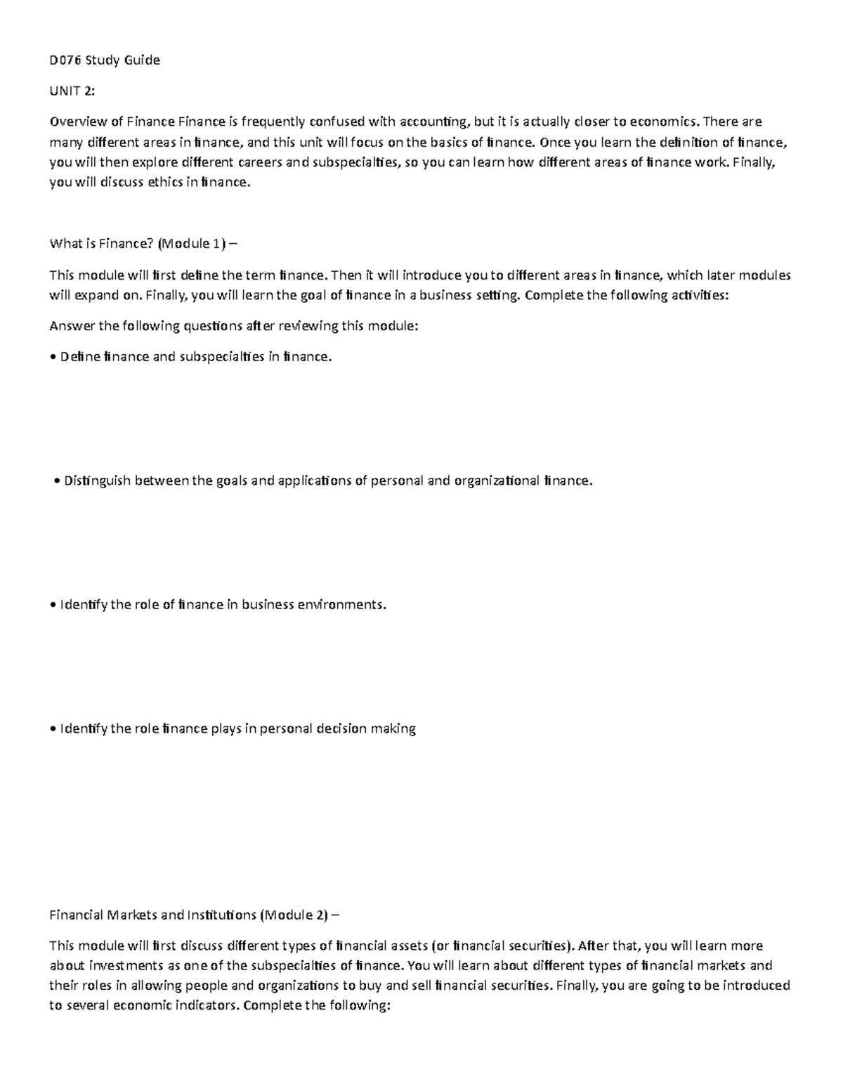 D076 Study Guide - Notes and outline of each chapter - D076 Study Guide ...