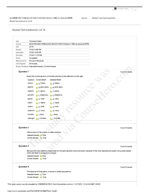 Exam 4 A P - ALHS 1011 exam 4A - Question 1 2 out of 2 points Referred ...