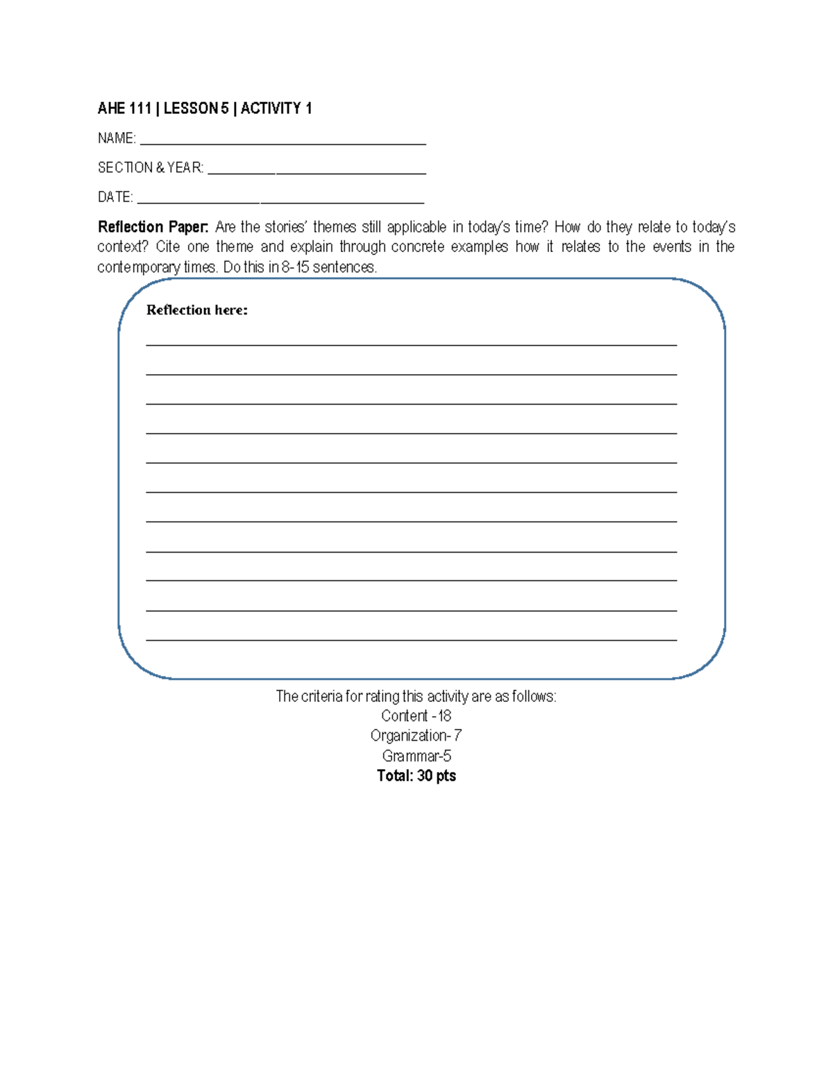 AHE+111+ +Lesson+5+Activities - AHE 111 | LESSON 5 | ACTIVITY 1 NAME ...