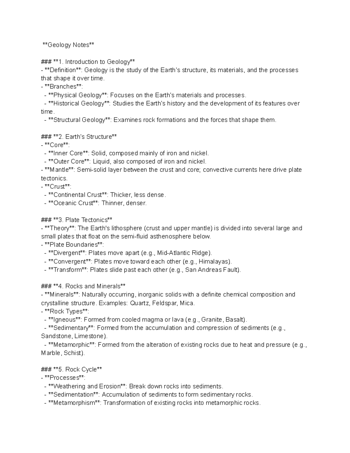 Geology Notes - Introduction to Geology Definition: Geology is the ...