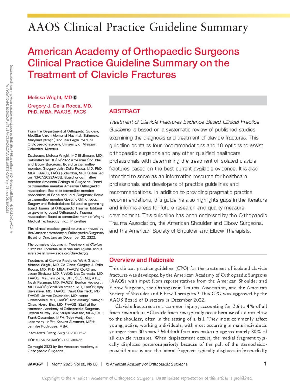 American academy of orthopaedic surgeons clinical - AAOS Clinical Practice Guideline Summary ...
