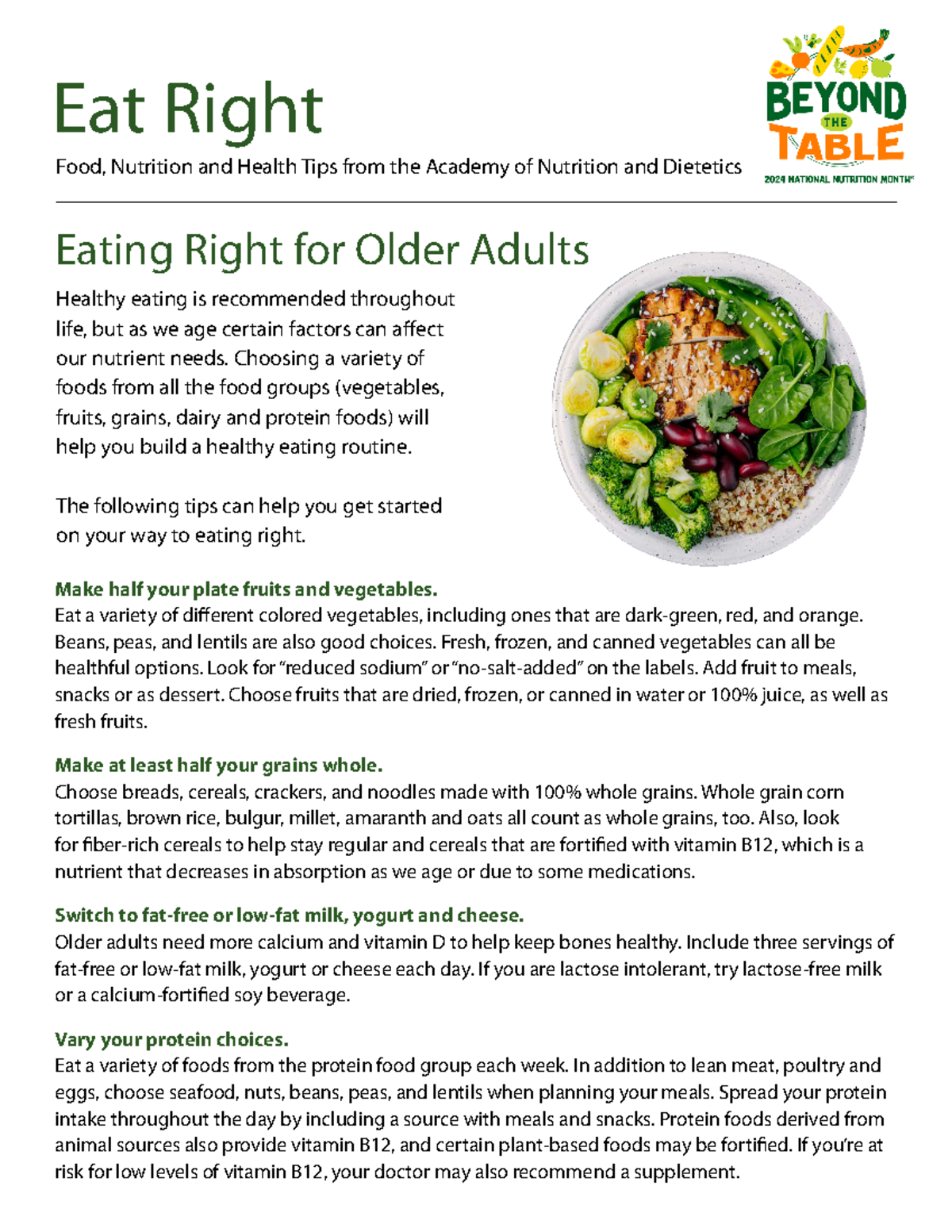 NNM Eating Right Tips for Older Adults English - Healthy eating is ...