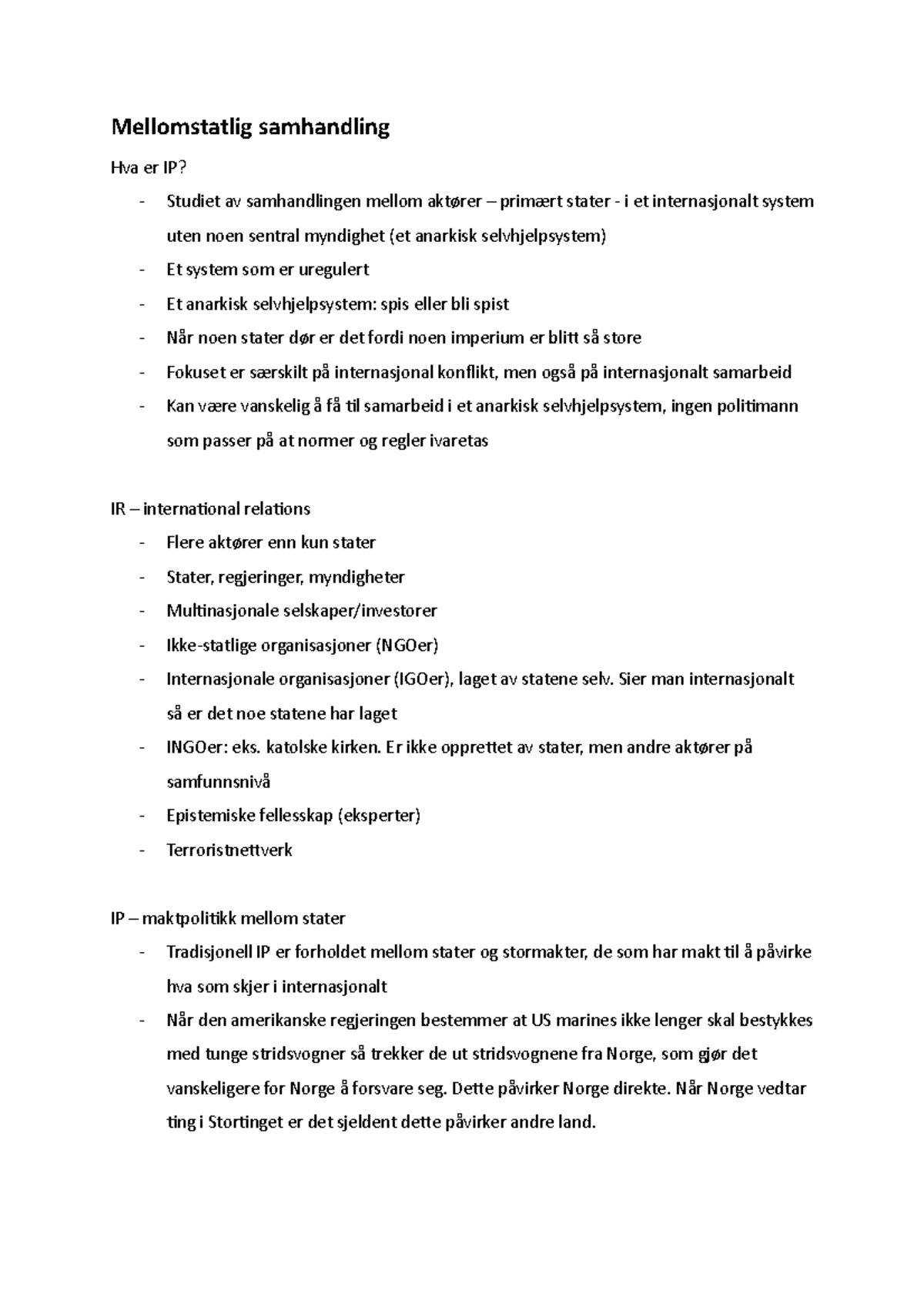 IP Forelesninger - Mellomstatlig samhandling Hva er IP? - Studiet av ...