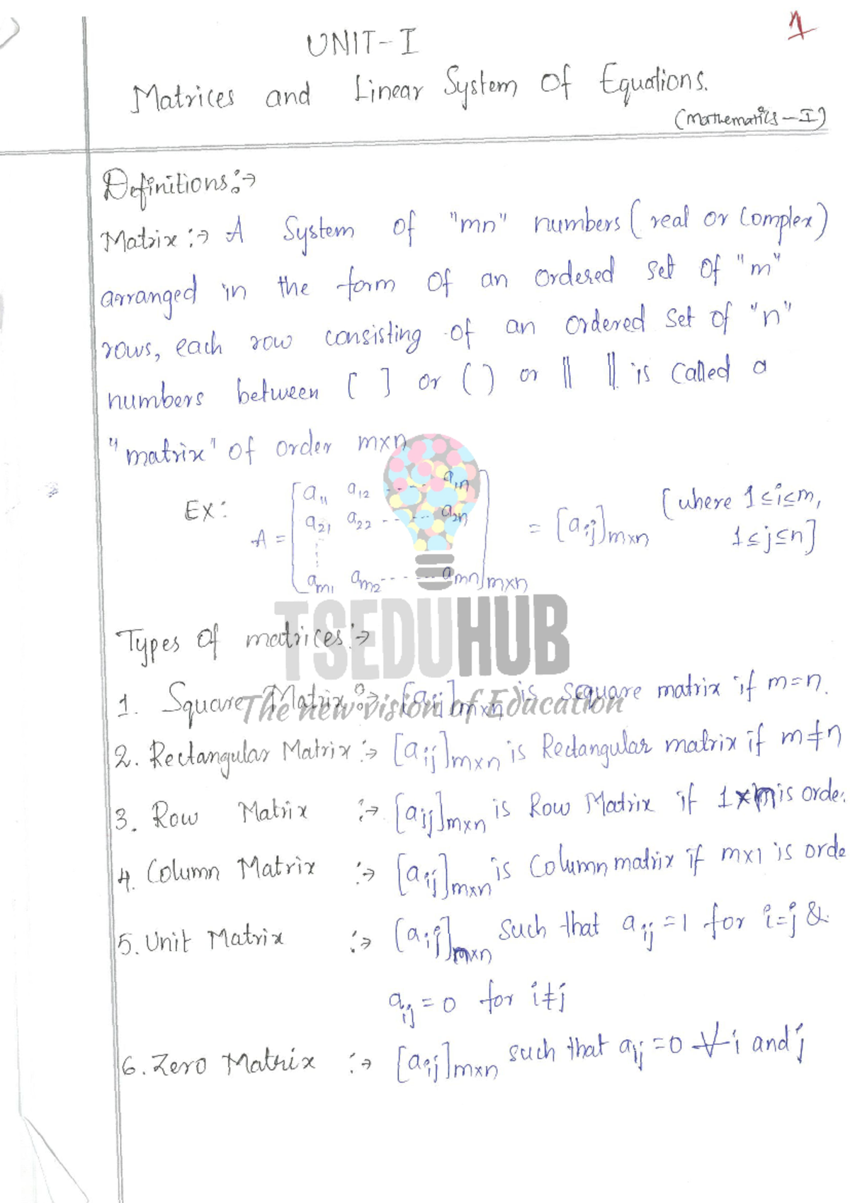 M1completenotes - ENGG MATHS 1 - Engineering Mathematics - TSEDUHUB ...