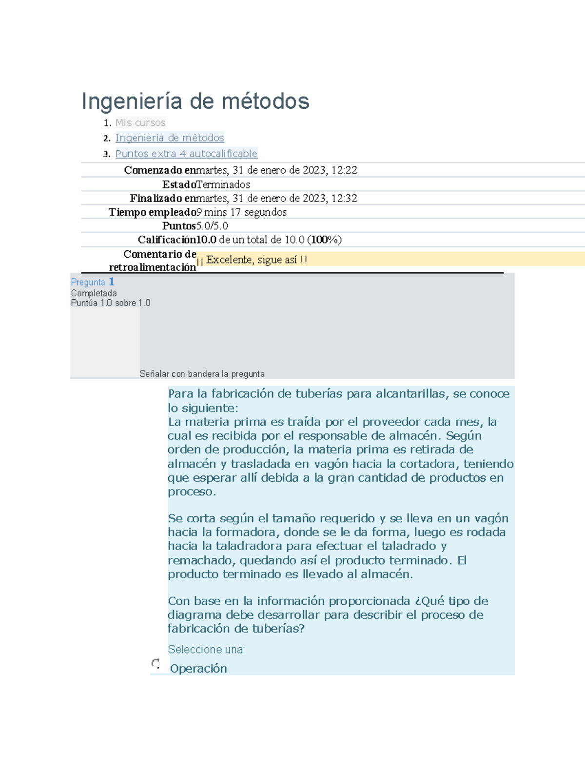 Punto extra 4 metodo de operacion - Ingeniería de métodos Mis cursos Ingeniería de métodos ...