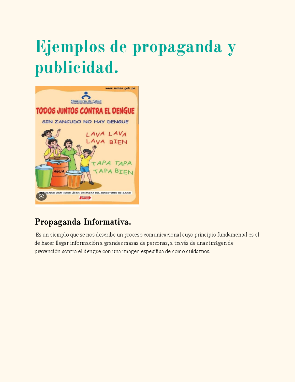 Ejemplos de propaganda y publicidad - Propaganda Informativa. Es un ...