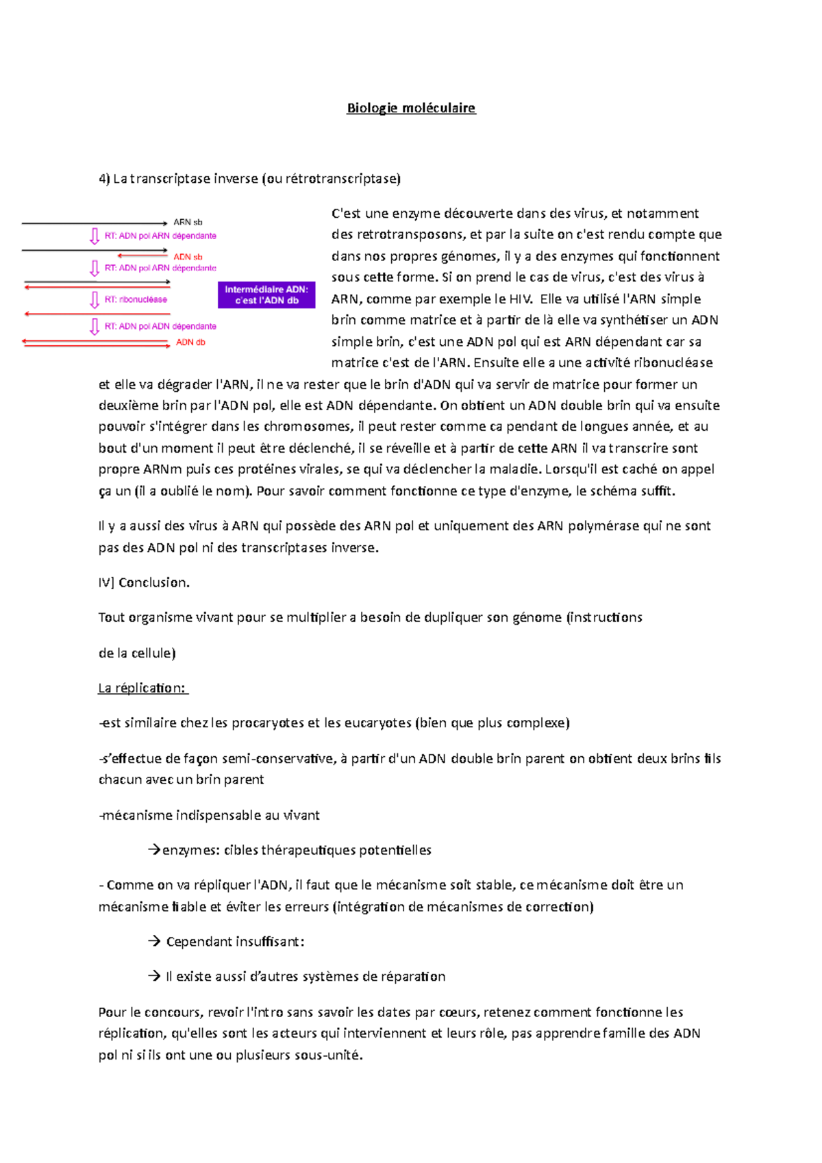 3-Biologie moléculaire 3 - Biologie moléculaire La transcriptase ...