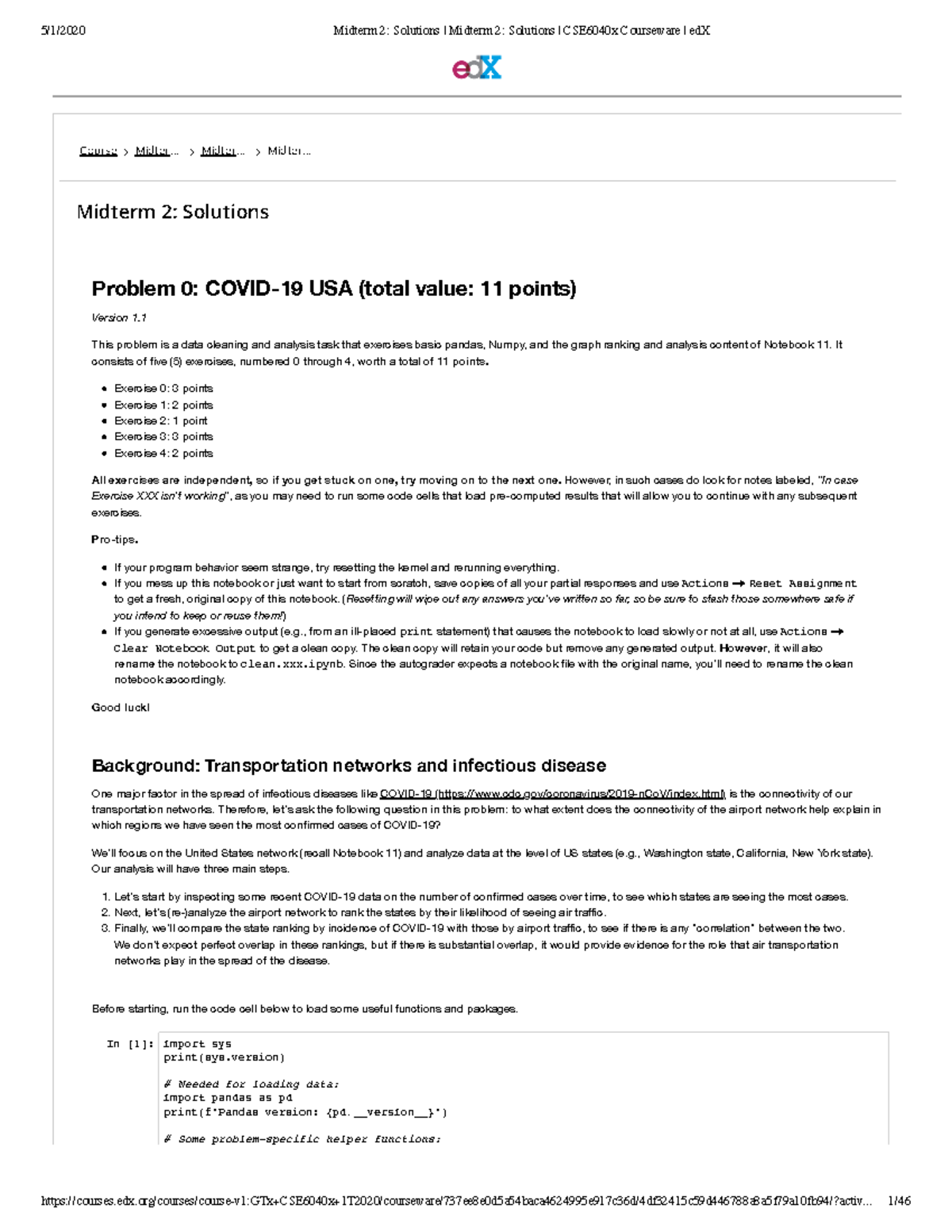 Midterm 2 Solutions Midterm 2 Solutions CSE6040x Courseware ed X - - Studocu