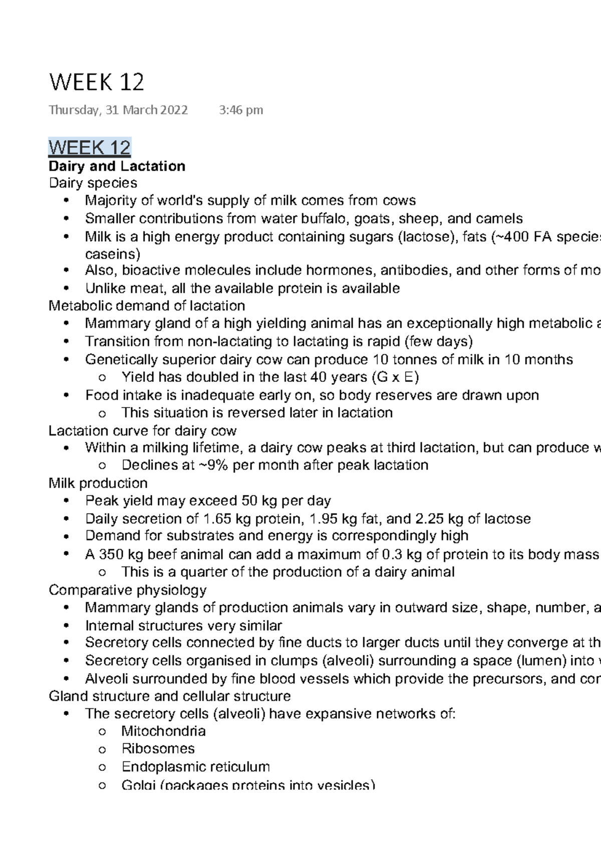 WEEK 12 - Agricultural Biochemistry notes from 2022, they reuse ...