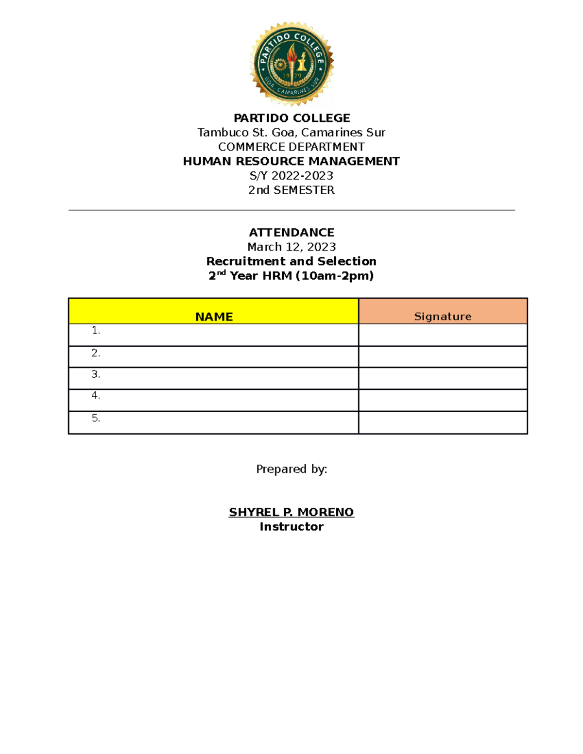 Partido College-attendance - Tambuco St. Goa, Camarines Sur COMMERCE ...