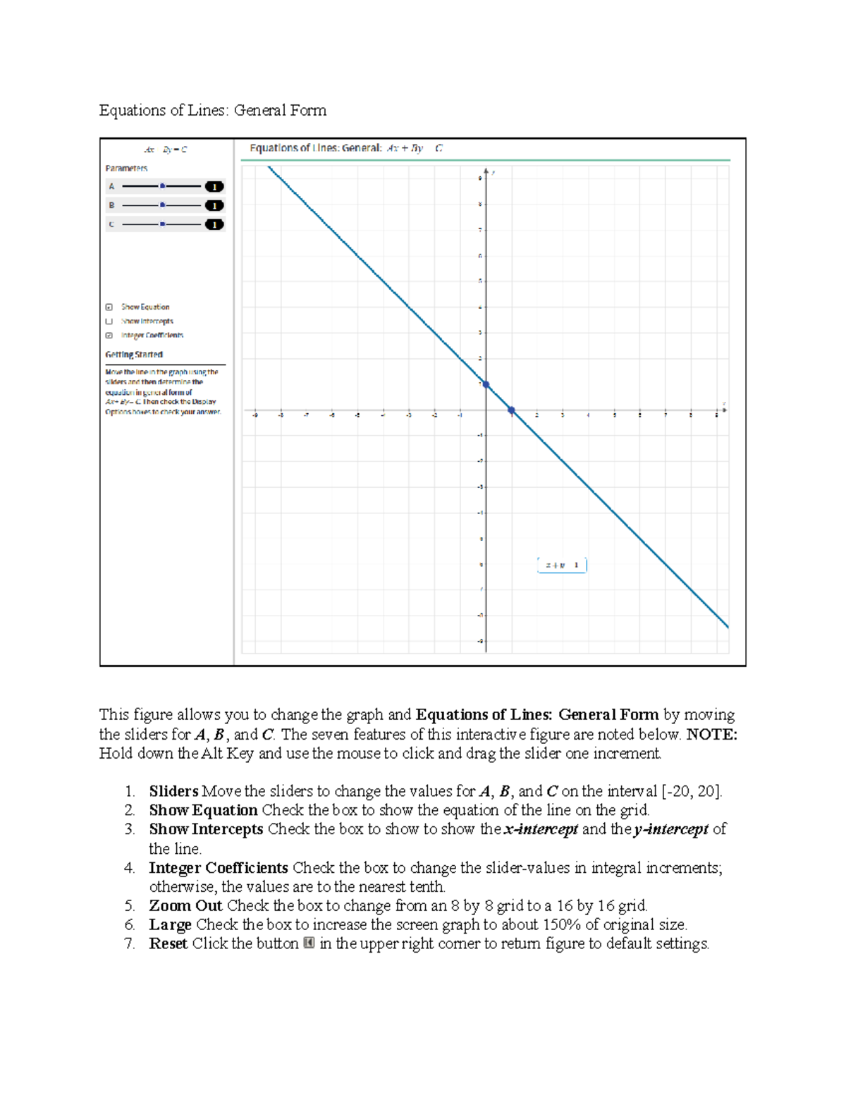 Equations of Lines General Form - The seven features of this ...