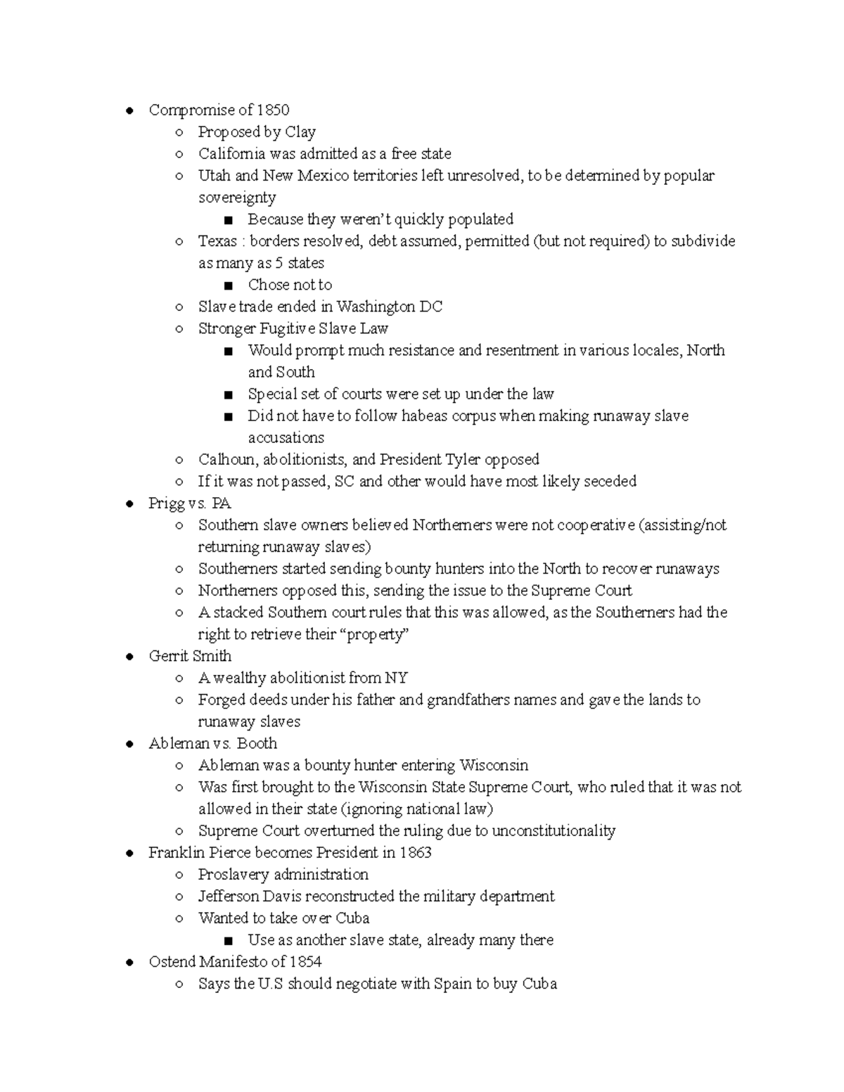 Compromise of 1850 - Compromise of 1850 Proposed by Clay California was ...