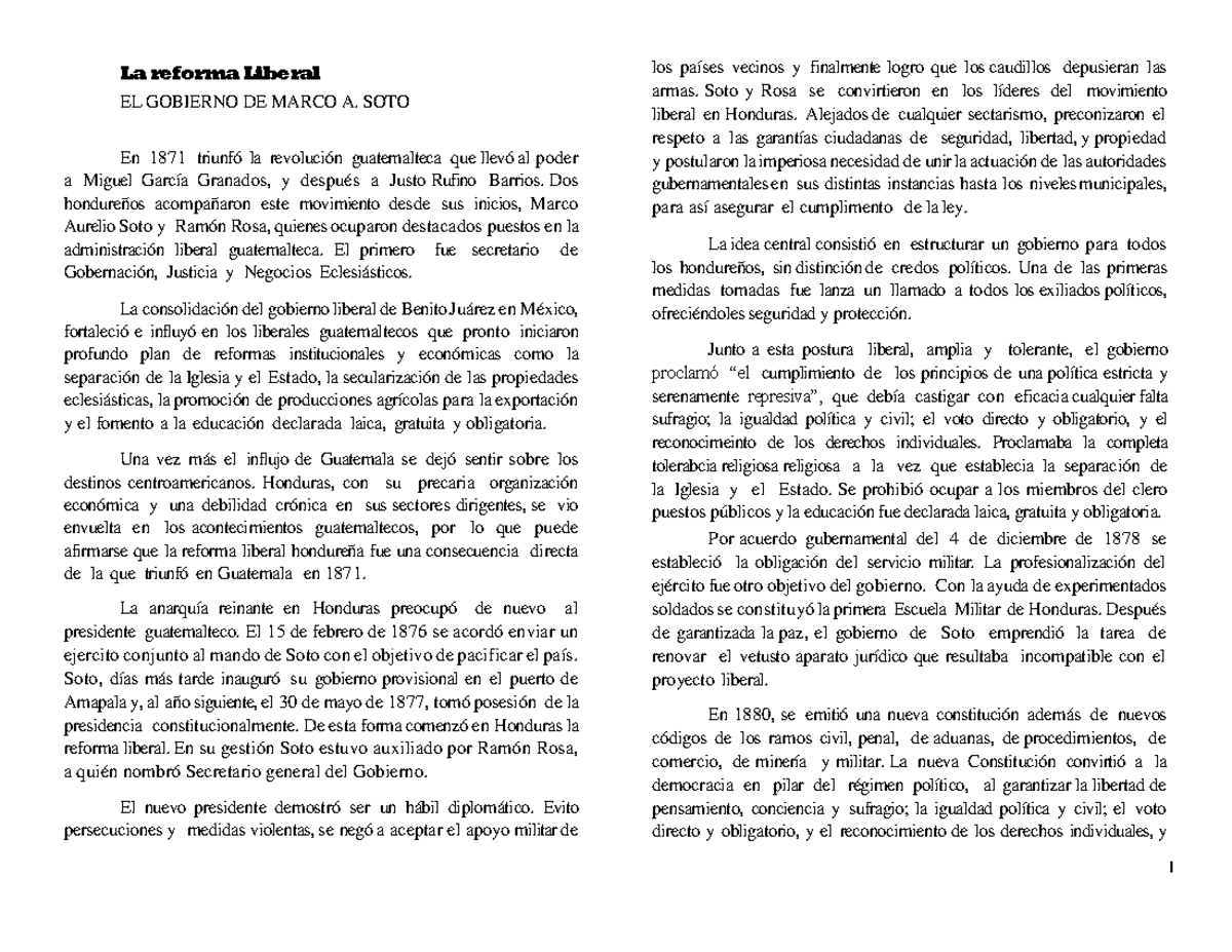Reforma-Liberal - Artículo - La reforma Liberal EL GOBIERNO DE MARCO A ...